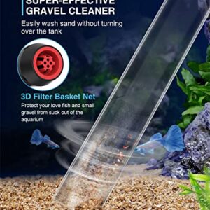 PAIZOO Aquarium Gravel Cleaner, 5 in 1 Fish Tank Siphon Vacuum Cleaning Tools for Aquarium Water Changer Sand Cleaner Kit with Brush Head & Algae Scraper