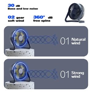 Aozhen Portable Desk Fan Tower Fan Oscillating Fan USB Rechargeable Small Fan with Stepless Speed Regulation System Personal Quiet Table Fan for Home Car Office Outdoor Travel