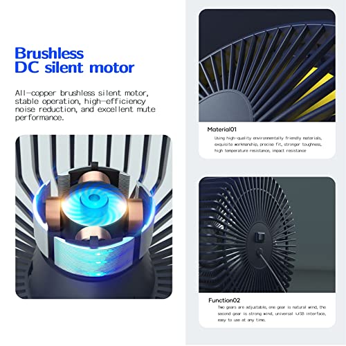 Aozhen Portable Desk Fan Tower Fan Oscillating Fan USB Rechargeable Small Fan with Stepless Speed Regulation System Personal Quiet Table Fan for Home Car Office Outdoor Travel