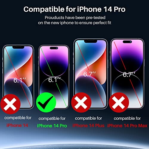 TOZO Compatible for iPhone 14 Pro Screen Protector 6.1 inch 3 Pack Premium Tempered Glass 0.26mm 9H Hardness 2.5D Film Easy Install 6.1 inch