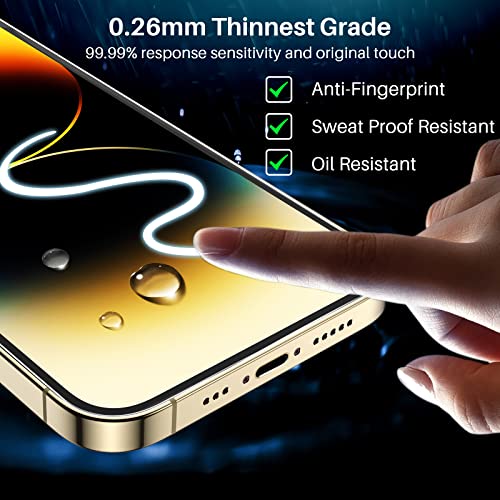 TOZO Compatible for iPhone 14 Pro Screen Protector 6.1 inch 3 Pack Premium Tempered Glass 0.26mm 9H Hardness 2.5D Film Easy Install 6.1 inch