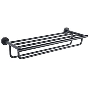 alise towel rack,towel holder towel shelf with double towel bars for bathroom lavatory,24-inch sus 304 stainless steel wall mount towel hanger storage,matte black gyt7060-b