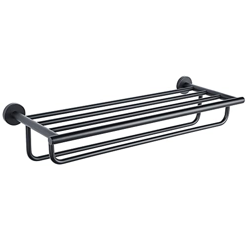 Alise Towel Rack,Towel Holder Towel Shelf with Double Towel Bars for Bathroom Lavatory,24-Inch SUS 304 Stainless Steel Wall Mount Towel Hanger Storage,Matte Black GYT7060-B