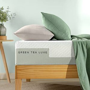 Zinus 10 Inch Green Tea Luxe Memory Foam Mattress/Pressure Relieving/CertiPUR-US Certified/Bed-in-a-Box/All-New, Queen & Korey Metal Platform Bed Frame with Upholstered Headboard, Queen