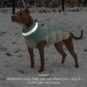 FUAMEY Dog Winter Jacket,Dog Cold Weather Coats Paded Dog Vest with Harness Built in Pet Warm Clothes Dog Apparel with Back Zipper Dog Water Resistant Coat for Small Medium Large Dogs Mint Green XS