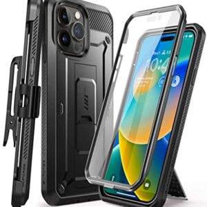 SUPCASE Unicorn Beetle Pro Case for iPhone 14 Pro 6.1", with Built-in Screen Protector & Kickstand & Belt-Clip Heavy Duty Rugged Case (Black)