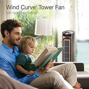 Lasko Portable Electric 42.5" Oscillating Tower Fan with Nighttime Setting, Timer and Remote Control for Indoor, Bedroom and Home Office Use, Silverwood T42954 & Household Tower Fan, 42", Silver