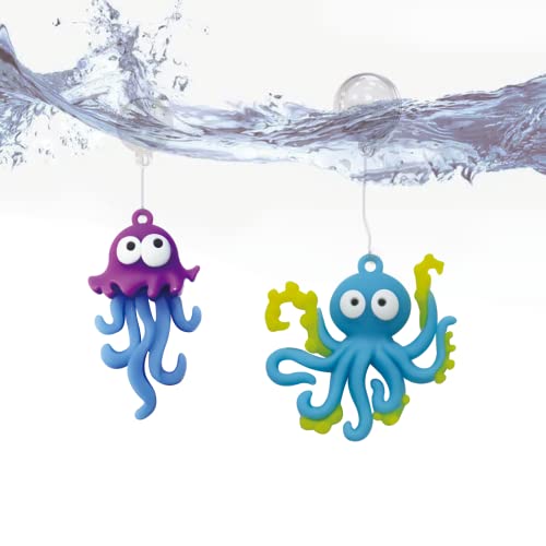 Aquarium Ornament，2 Pcs Fish Tank Decorations Floating Decor Octopus/Puffer Fish with Floating Device,Cute Fish Tank Accessories for All Kinds of Fish Tank Simulated Underwater World