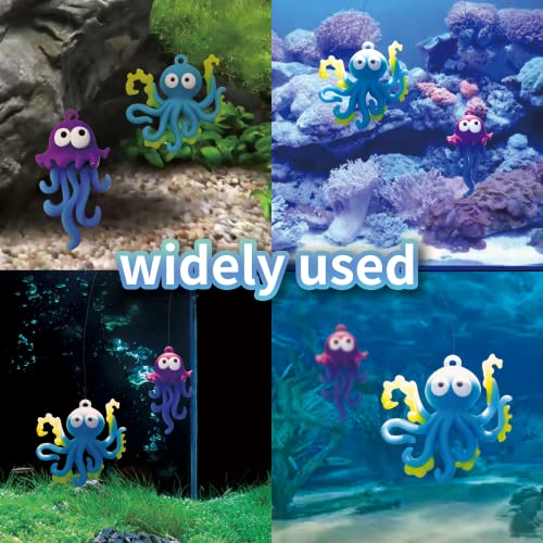 Aquarium Ornament，2 Pcs Fish Tank Decorations Floating Decor Octopus/Puffer Fish with Floating Device,Cute Fish Tank Accessories for All Kinds of Fish Tank Simulated Underwater World