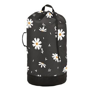 kigai small daisy travel laundry bag waterproof durable large laundry backpack with handles and drawstring closure machine washable dirty clothes organizer storage bag laundry hamper