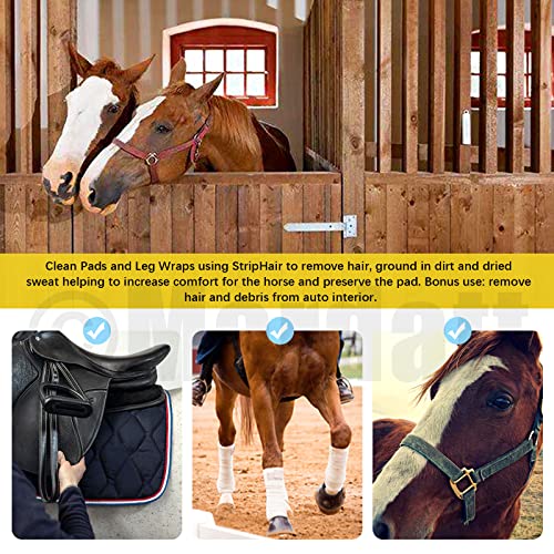 Mardatt 5Pcs Horse Groomer Tools Set Includes 4-Rings Reversible Stainless Steel Curry Comb, Grooming brushes and Gentle Deshedding Brush Gloves for Long & Short Fur Horse Pet Bathing Cleaning