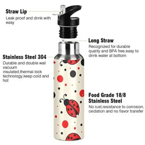 Ladybugs Dots Leak Free Insulated Bottles with Handle 32 oz Vaccuum Bottle with Straw Lid Thermal Bottle for Hiking Biking BAP-Free