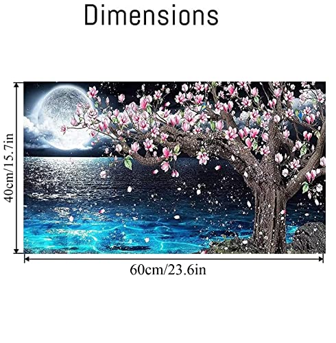 pchmcu DIY Painting by Numbers Kit for Adults ，Large Size Moon Lake Paint by Numbers for Beginner，Gifts Arts Crafts for Home Decor Tree Flower 16x23.6 Inch