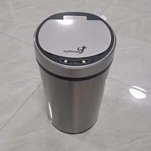 TekMango 12L Smart Touchless Sensor Trash Can for Home Kitchen Bedroom Living Room, 3 Gal Automatic Trash can for Office Hotel Restaurant Resort, Stainless Steel Infrared Motion Dustbin - Silver