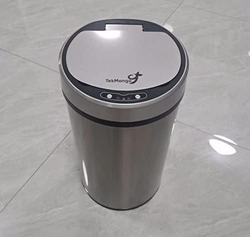 TekMango 12L Smart Touchless Sensor Trash Can for Home Kitchen Bedroom Living Room, 3 Gal Automatic Trash can for Office Hotel Restaurant Resort, Stainless Steel Infrared Motion Dustbin - Silver