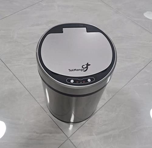 TekMango 8L Smart Touchless Sensor Trashcan for Home Kitchen Bedroom Living Room, 2 Gal Automatic Trash can for Office Hotel Restaurant Resort, Stainless Steel Infrared Motion Trash Can-Silver