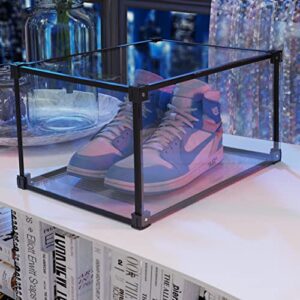 Side Opening Transparent Shoe Box, Plastic Stackable Display Box, Acrylic High Transparent Display Case, Aluminum Support Frame,For Shoe Collection and Storage. (2)