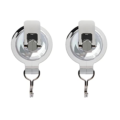 YSSILADI Shower Suction Cup Hooks, Upgraded Removable Stainless Steel Hooks Nightgown and Towel Hooks - for Home Kitchen and Bathroom (Silver Plating, 2pack)