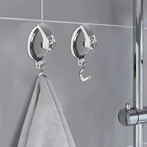 YSSILADI Shower Suction Cup Hooks, Upgraded Removable Stainless Steel Hooks Nightgown and Towel Hooks - for Home Kitchen and Bathroom (Silver Plating, 2pack)