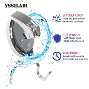 YSSILADI Shower Suction Cup Hooks, Upgraded Removable Stainless Steel Hooks Nightgown and Towel Hooks - for Home Kitchen and Bathroom (Silver Plating, 2pack)