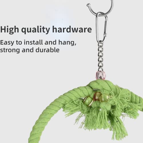 Barn Eleven Bird Swing, Cage Hanging Toys Cotton Rope Swing Bite Resistance Perches Bird Cage Perches Toy Parrot Toy Boredom Breaker for Budgie, Cockatiels, Conures, Finches, Small Parakeets (Green)