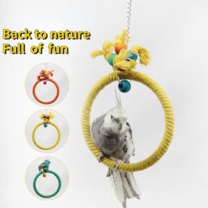 Barn Eleven Bird Swing, Cage Hanging Toys Cotton Rope Swing Bite Resistance Perches Toy Parrot Toy Boredom Breaker for Budgie, Cockatiels, Conures, Finches, Small Parakeets (Large,Pink)