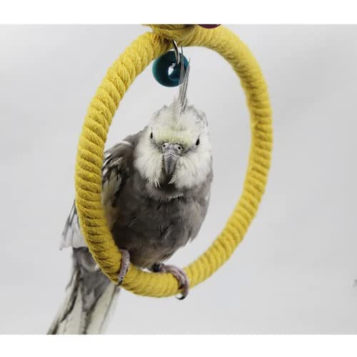 Barn Eleven Bird Swing, Cage Hanging Toys Cotton Rope Swing Bite Resistance Perches Toy Parrot Toy Boredom Breaker for Budgie, Cockatiels, Conures, Finches, Small Parakeets (Large,Pink)