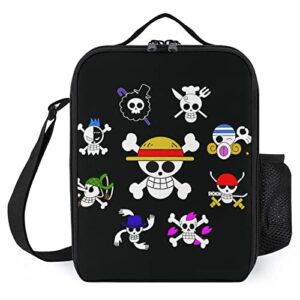 Insulated Lunch Box One Skull Piece Dinner Bag Portable Thermal Insulation and Cold Preservation Tote Bag With Adjustable Shoulder Strap Black 25x20x8cm(9.8x7.9x3.1'')