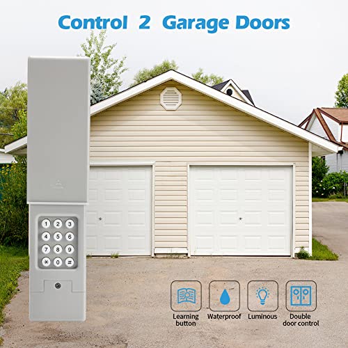 Garage Door Opener Keypad Universal,Wireless Keyless Entry Keypad,Works with Chamberlain, LiftMaster, Craftsman,Linear Multi-Code,Stanley and More, Control Upto 2 Doors with one keypad