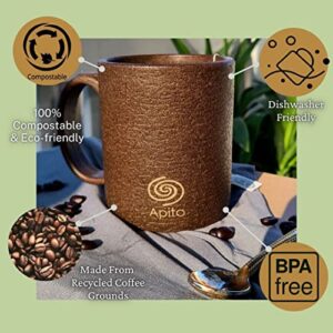 Apito Eco- Friendly Coffee Mug - Made from Upcycled Coffe Grounds, Reusable & Compostable