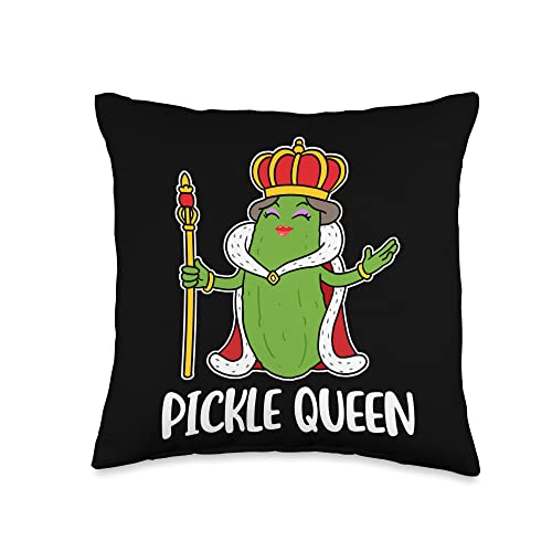 Pickle Queen Throw Pillow, 16x16, Multicolor