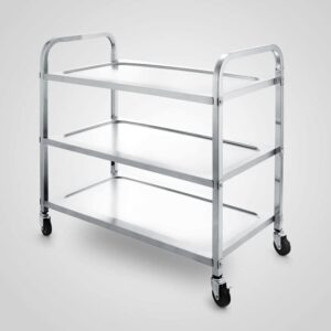 LOUYK 3 Shelf Kitchen Trolley Commercial Food Pantry with Wheels Kitchen Storage Rack (Color : A, Size : 95cm*95cm)