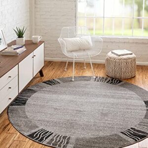 Rugs.com Angelica Collection Rug – 6 Ft Round Light Gray Medium Rug Perfect for Kitchens, Dining Rooms