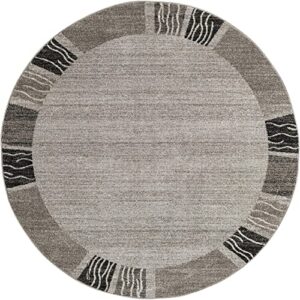 Rugs.com Angelica Collection Rug – 6 Ft Round Light Gray Medium Rug Perfect for Kitchens, Dining Rooms