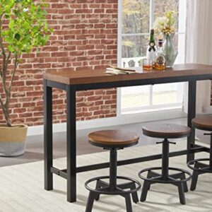 Signature Design by Ashley Quinidad Industrial 4 Piece Set including a Rectangle Counter Height Dining Room Counter Table and 3 Bar Stools, Black & Brown