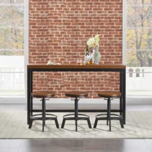 Signature Design by Ashley Quinidad Industrial 4 Piece Set including a Rectangle Counter Height Dining Room Counter Table and 3 Bar Stools, Black & Brown