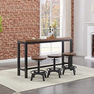 Signature Design by Ashley Quinidad Industrial 4 Piece Set including a Rectangle Counter Height Dining Room Counter Table and 3 Bar Stools, Black & Brown