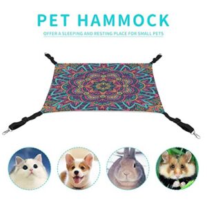 Geometric Flowers Pet Hammock Bed Guinea Pig Cage Hammock Small Animal Hanging Bed for Ferret, Chinchilla, Puppy and Other Small Animals