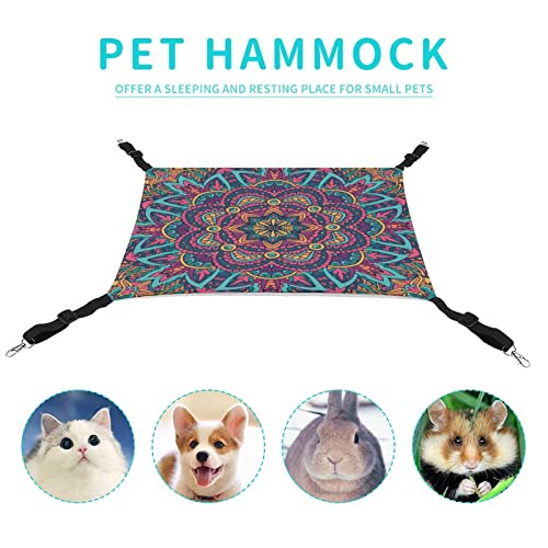 Geometric Flowers Pet Hammock Bed Guinea Pig Cage Hammock Small Animal Hanging Bed for Ferret, Chinchilla, Puppy and Other Small Animals