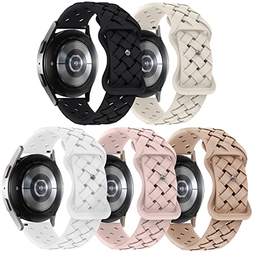 TRA 5 Pack Sport Silicone Band Compatible with Samsung Galaxy Watch 5 40mm 44mm/Watch 5 Pro 45mm/Galaxy Watch 4 40mm 44mm/Classic 42mm 44mm/Active 2 40mm 44mm, 20mm Soft Breathable Bands for Women Men