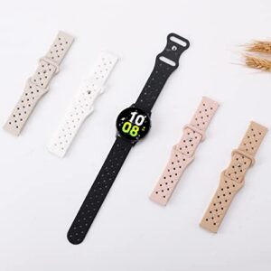 TRA 5 Pack Sport Silicone Band Compatible with Samsung Galaxy Watch 5 40mm 44mm/Watch 5 Pro 45mm/Galaxy Watch 4 40mm 44mm/Classic 42mm 44mm/Active 2 40mm 44mm, 20mm Soft Breathable Bands for Women Men