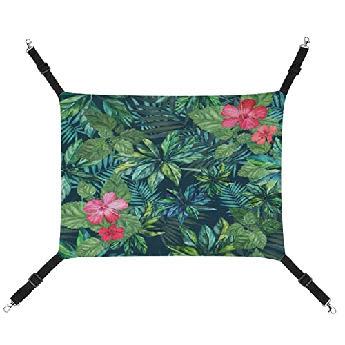 Summer Leaves and Flowers Pet Hammock Bed Guinea Pig Cage Hammock Small Animal Hanging Bed for Ferret, Chinchilla, Puppy and Other Small Animals