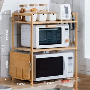 LOUYK Kitchen Countertop Storage Rack Multilayer Bamboo Adjustable Shelf Suitable (Color : B, Size : 67cm*55cm)