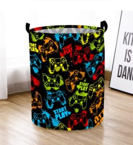 game controller gaming art laundry basket boys hamper bag dirty clothes storage basket waterproof foldable collapsible organizer gamer room decor for bedroom boys room bathroom dorm