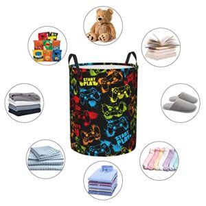 Game Controller Gaming Art Laundry Basket Boys Hamper Bag Dirty Clothes Storage Basket Waterproof Foldable Collapsible Organizer Gamer Room Decor For Bedroom Boys Room Bathroom Dorm