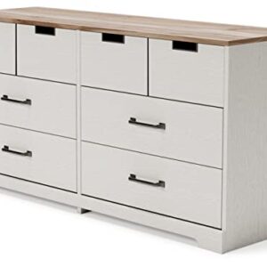 Signature Design by Ashley Vaibryn Farmhouse 6 Drawer Dresser with Smooth-Gliding Drawers and Safety Stop, White & Light Brown