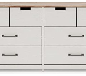 Signature Design by Ashley Vaibryn Farmhouse 6 Drawer Dresser with Smooth-Gliding Drawers and Safety Stop, White & Light Brown