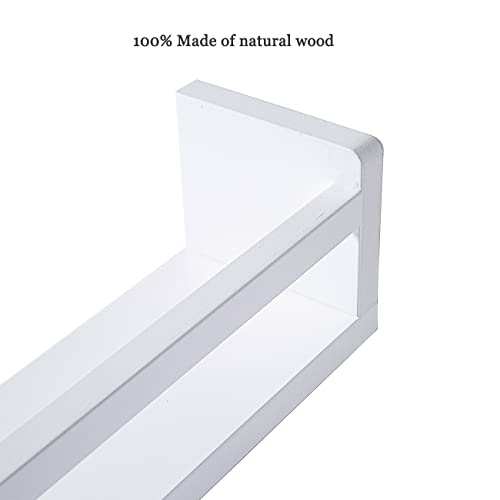 AZSKY Nursery Room Shelves 36 Inch White Floating Bookshelves for Kids Wall Mounted Wood Floating Book Shelf and Picture Ledge for Frames Living Room Decorative Organizer Set of 2