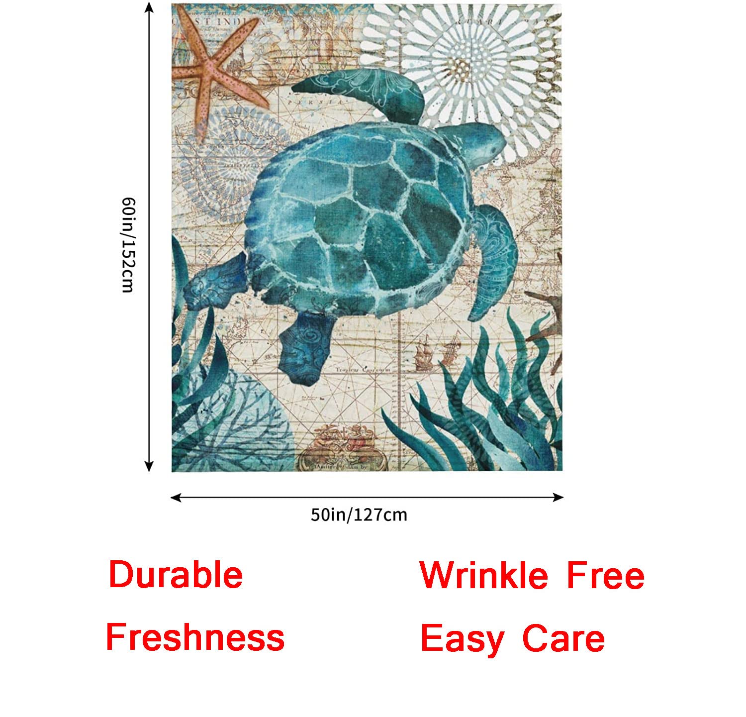 Sea Ocean Turtle Flannel Fleece Throw Blanket Lightweight Soft Warm Cozy Plush Blanket for Couch Sofa Bedroom Decorations 50"x60"