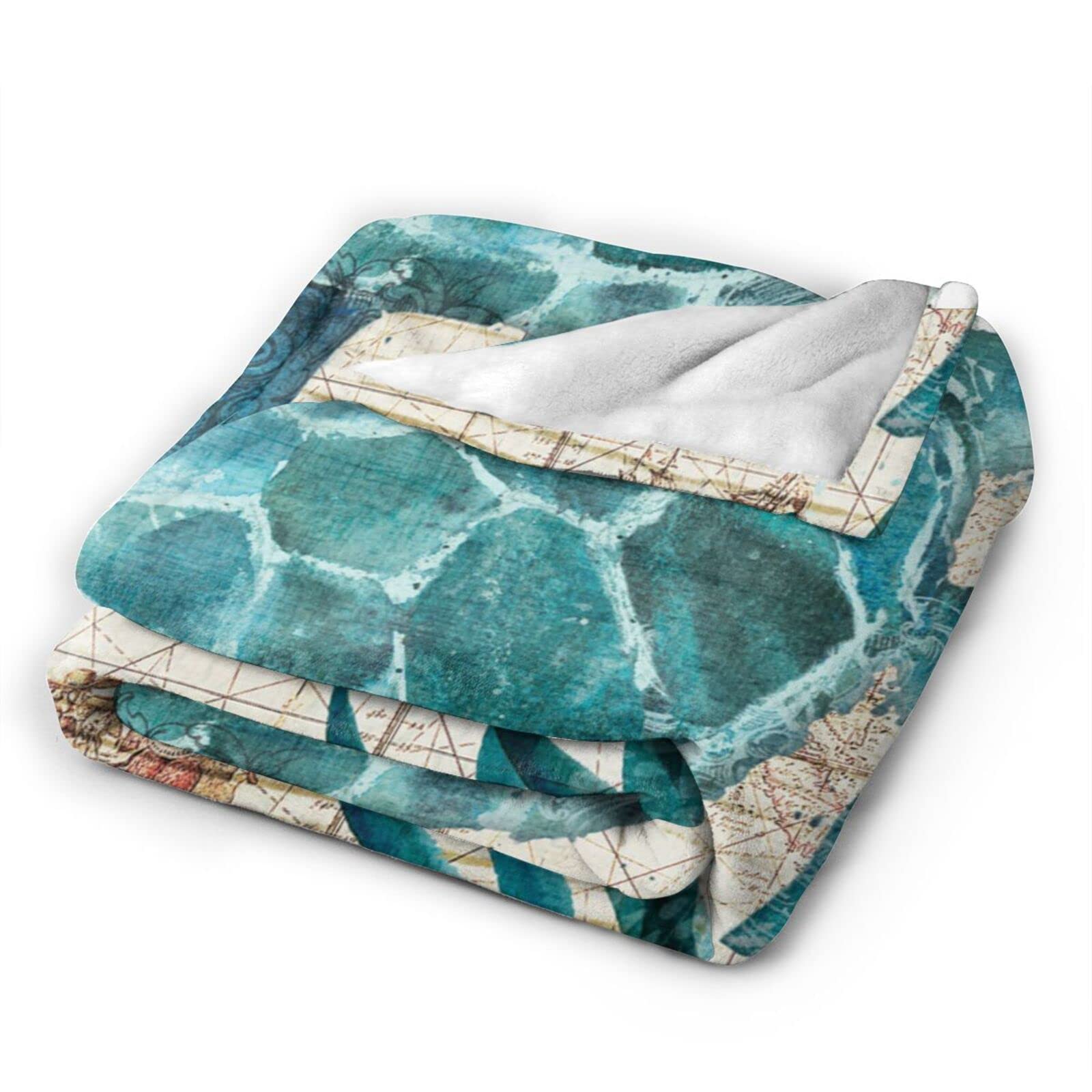 Sea Ocean Turtle Flannel Fleece Throw Blanket Lightweight Soft Warm Cozy Plush Blanket for Couch Sofa Bedroom Decorations 50"x60"